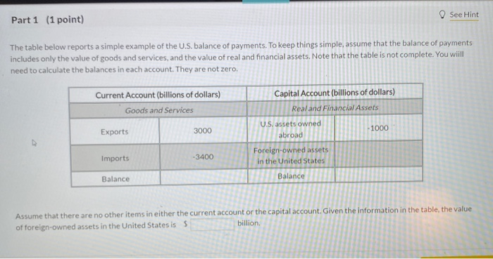 Solved See Hint Part 1 (1 point) The table below reports a | Chegg.com