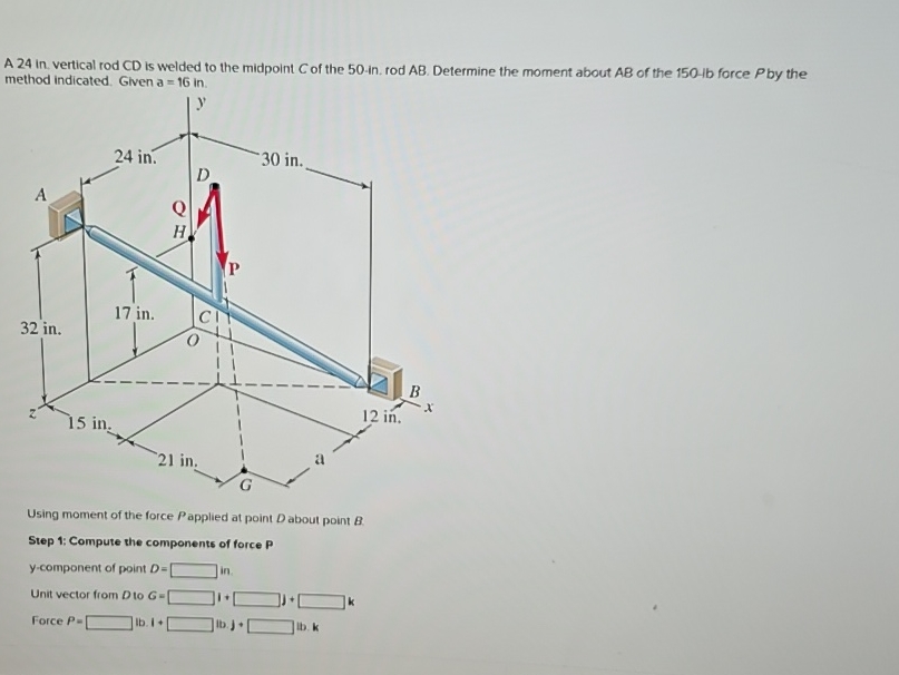 Solved A 24 ﻿in vertical rod CD ﻿is welded to the midpoint C | Chegg.com