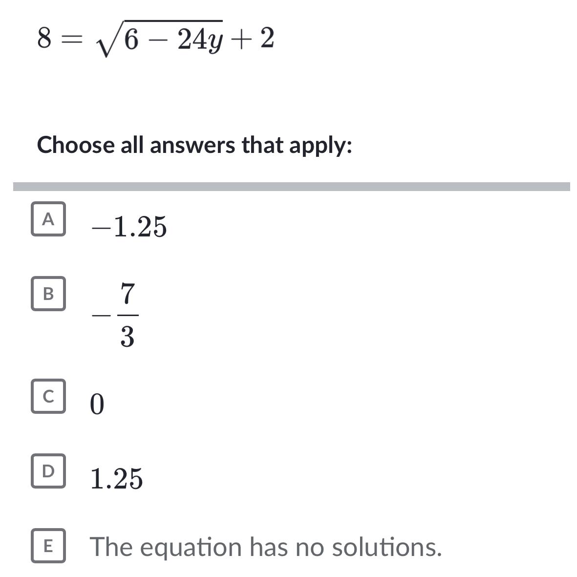 8=6-24y2+2Choose all answers that | Chegg.com