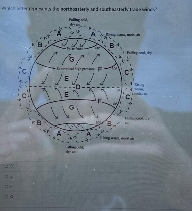 Solved Which letter represents the northeasterly and | Chegg.com