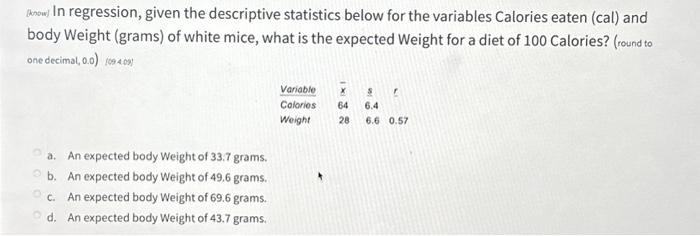 Solved [know] In regression, given the descriptive | Chegg.com