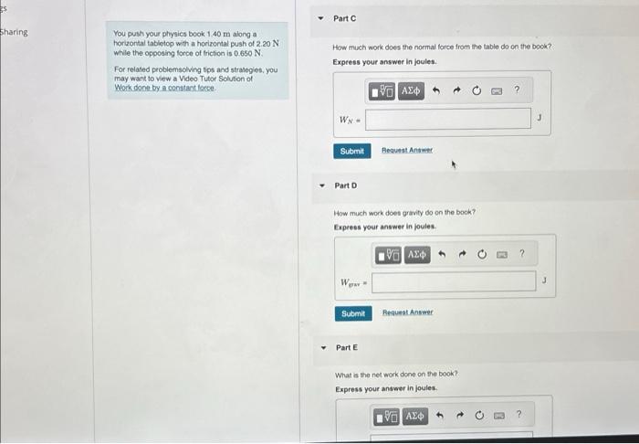 Solved You push your phyaics book 1.40 m along a horizontal | Chegg.com