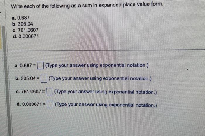 Solved Write each of the following as a sum in expanded | Chegg.com