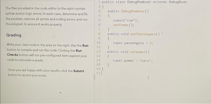 Solved The files provided in the code editor to the right | Chegg.com