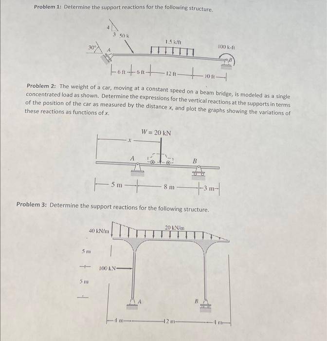 Solved Problem 1 Determine The Support Reactions For The