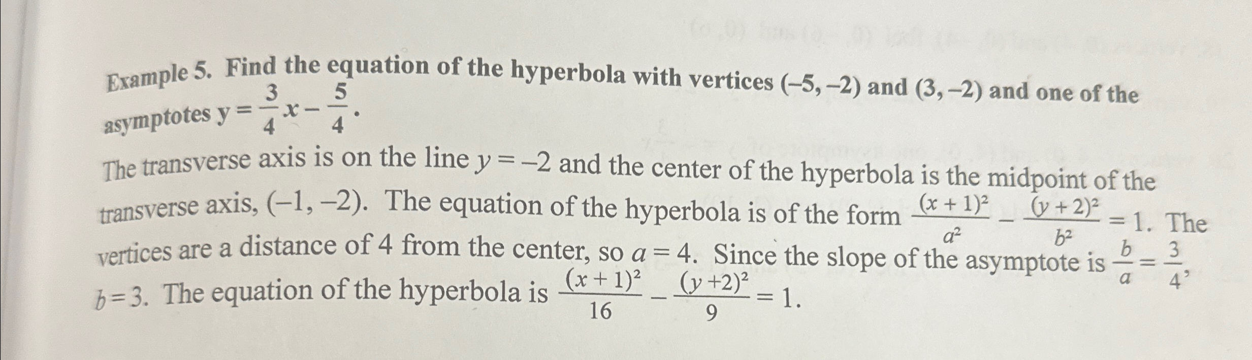 Solved Example 5. ﻿Find the equation of the hyperbola with | Chegg.com