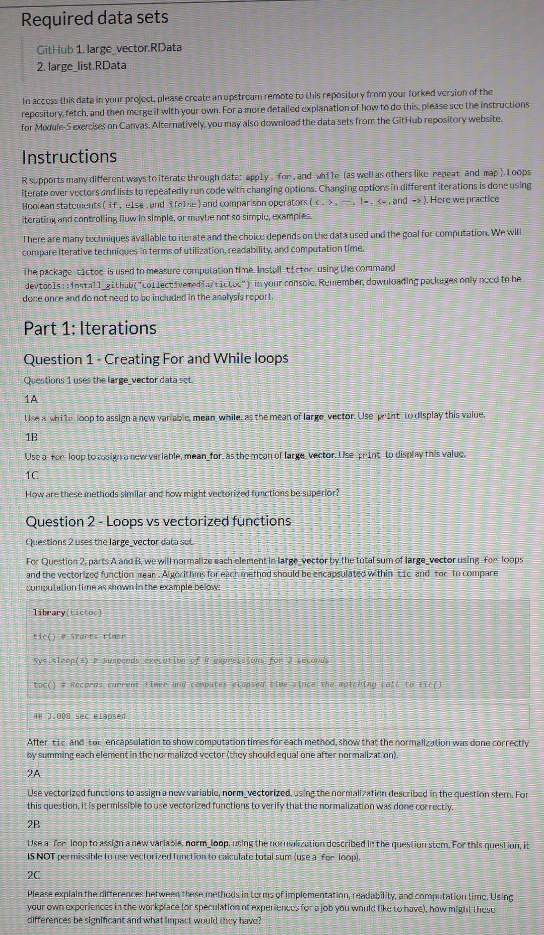 Solved Required data sets Github 1. large vector.RData 2. | Chegg.com