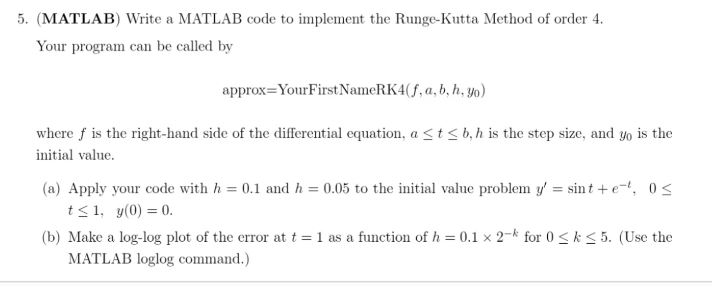 Solved (MATLAB) ﻿Write a MATLAB code to ﻿implement the | Chegg.com