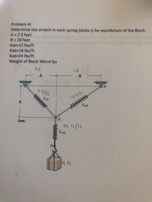 Solved Problem 4) Determine the stretch in each spring | Chegg.com