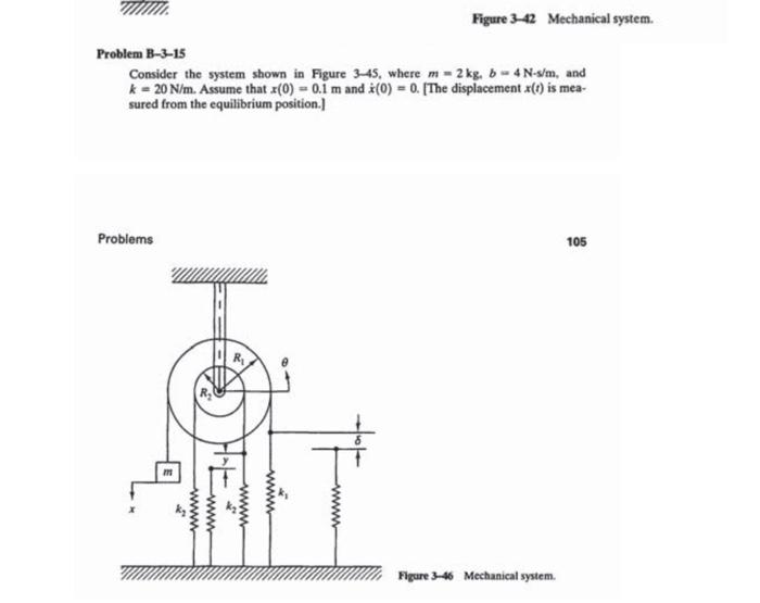 Solved Figure 3-42 Mechanical system. Problem B-3-15 | Chegg.com