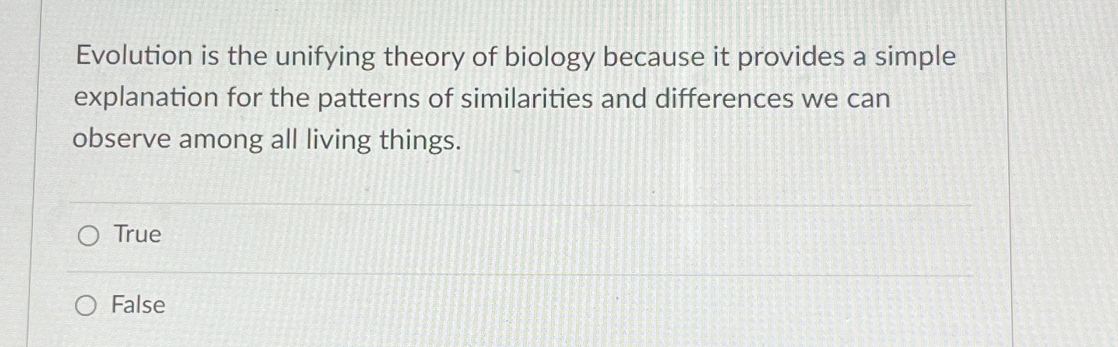 Solved Evolution is the unifying theory of biology because | Chegg.com