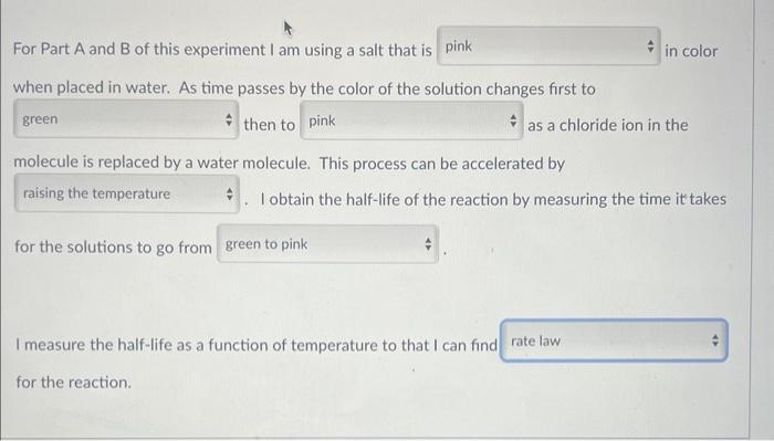 Solved For Part A and B of this experiment I am using a salt | Chegg.com
