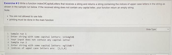 Solved Excercise 3 Write A Function Indexofcapitallelters 