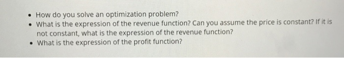 Solved • How do you solve an optimization problem? • What is | Chegg.com