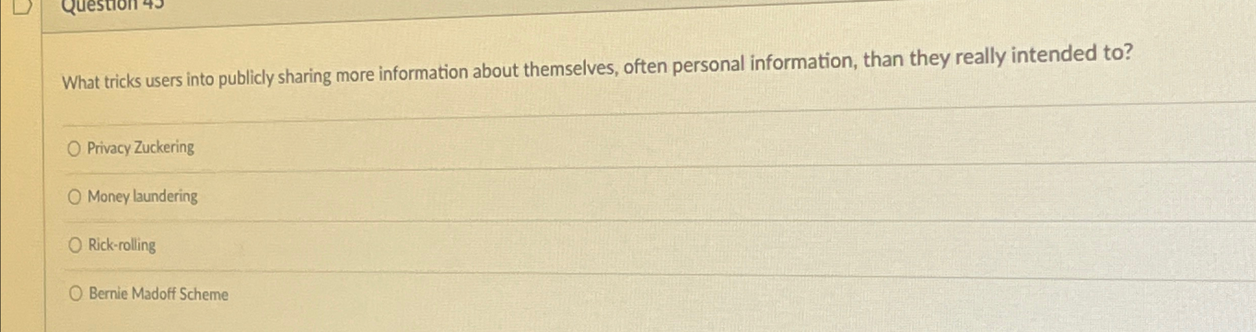 Solved What tricks users into publicly sharing more | Chegg.com