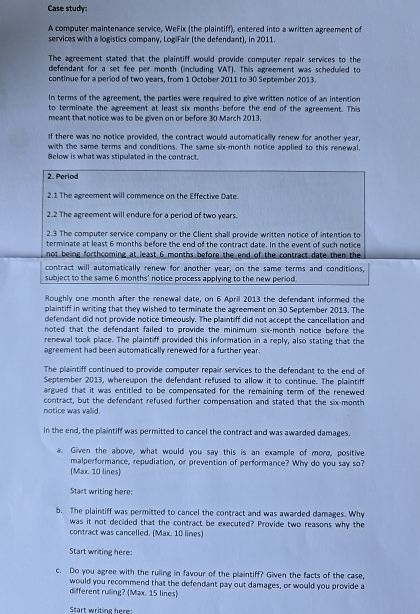 Solved contract will automatically renew for another year, | Chegg.com