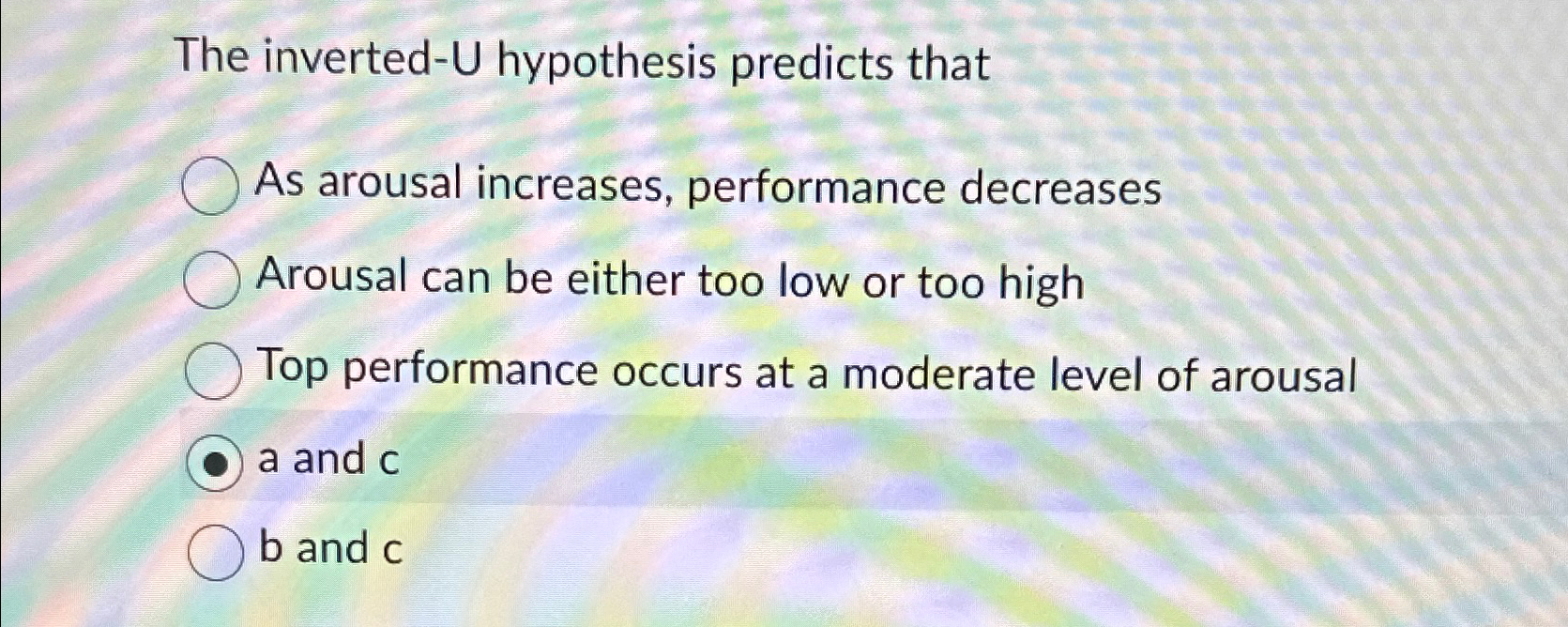 Solved The inverted-U hypothesis predicts thatAs arousal | Chegg.com