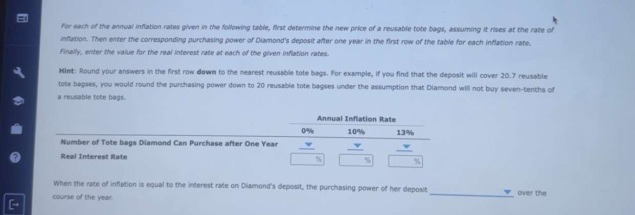 Solved For each of the annual inflation rates given in the | Chegg.com