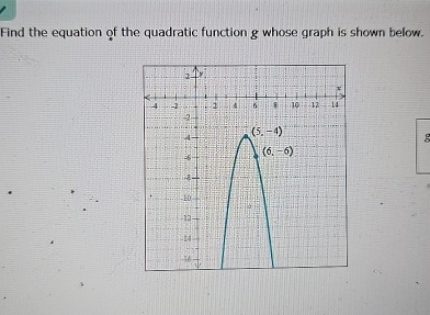 Solved Find the equation the quadatic function of (g) | Chegg.com