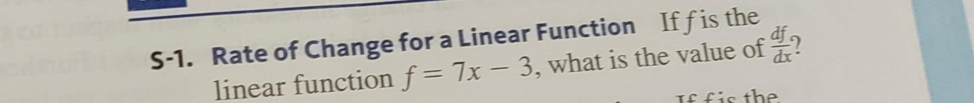 Solved s-1. ﻿Rate of Change for a Linear Function If f ﻿is | Chegg.com