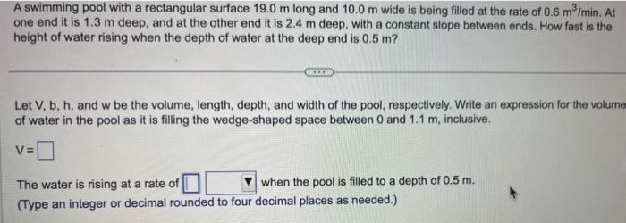 Solved A swimming pool with a rectangular surface 19.0 m | Chegg.com