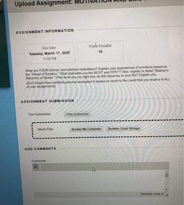 Solved Upload Assignment: MOTIVATION AND LI ASSIGNMENT | Chegg.com