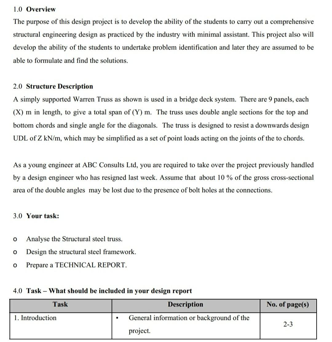 Solved 1.0 Overview The purpose of this design project is to | Chegg.com
