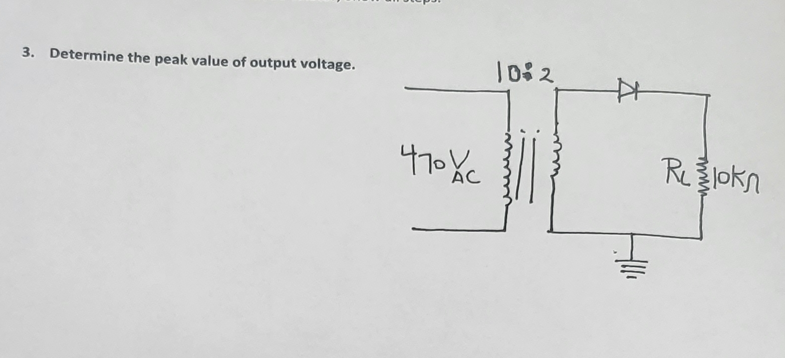 Determine the peak value of output voltage. | Chegg.com