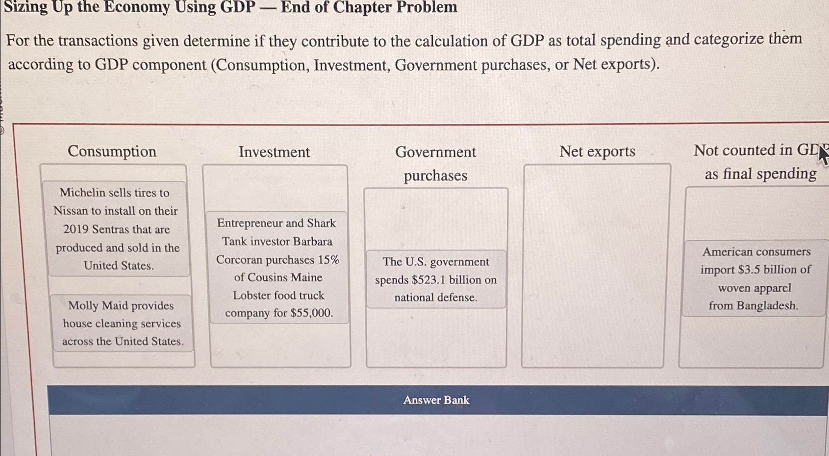 Solved Sizing Up the Economy Using GDP — ﻿End of Chapter | Chegg.com