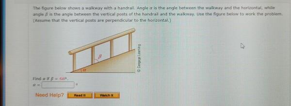 Solved The figure below shows a walkway with a handrail | Chegg.com