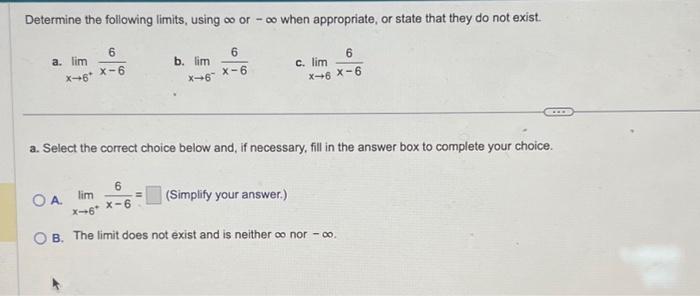 Solved Determine the following limits, using ∞o or - co when | Chegg.com