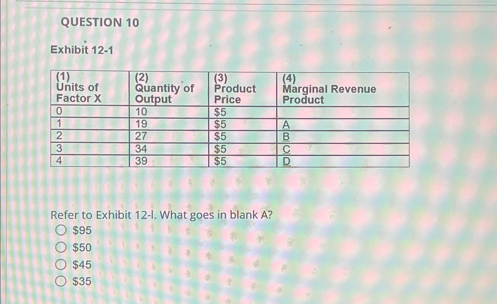 Solved QUESTION 10Exhibit 12-1\table[[\table[[(1) | Chegg.com