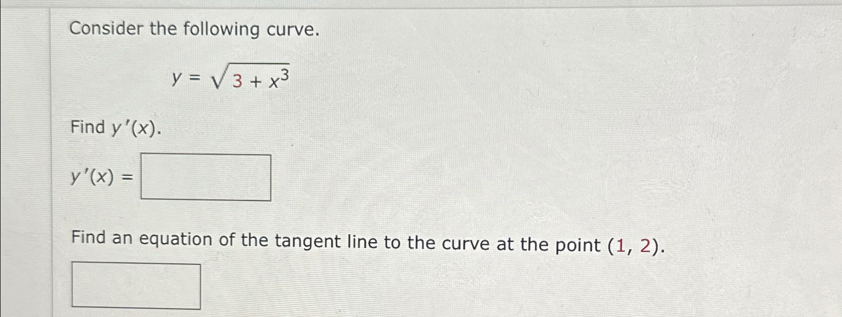 Solved Consider the following curve.y=3+x32Find | Chegg.com