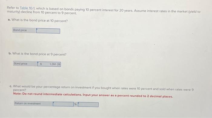 Solved Refer to Table 10-1, which is based on bonds paying | Chegg.com