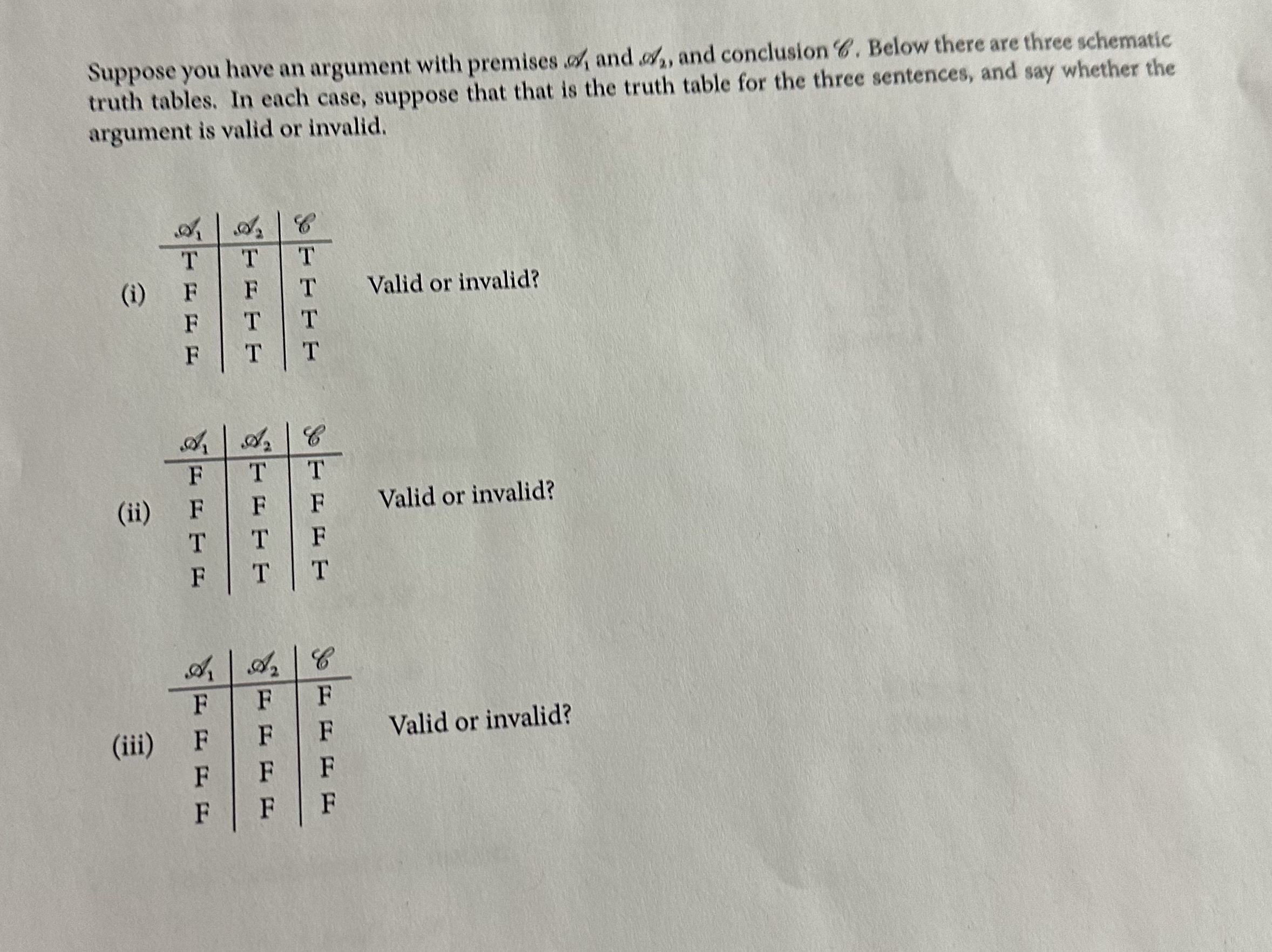 Solved Suppose you have an argument with premises A1 ﻿and | Chegg.com