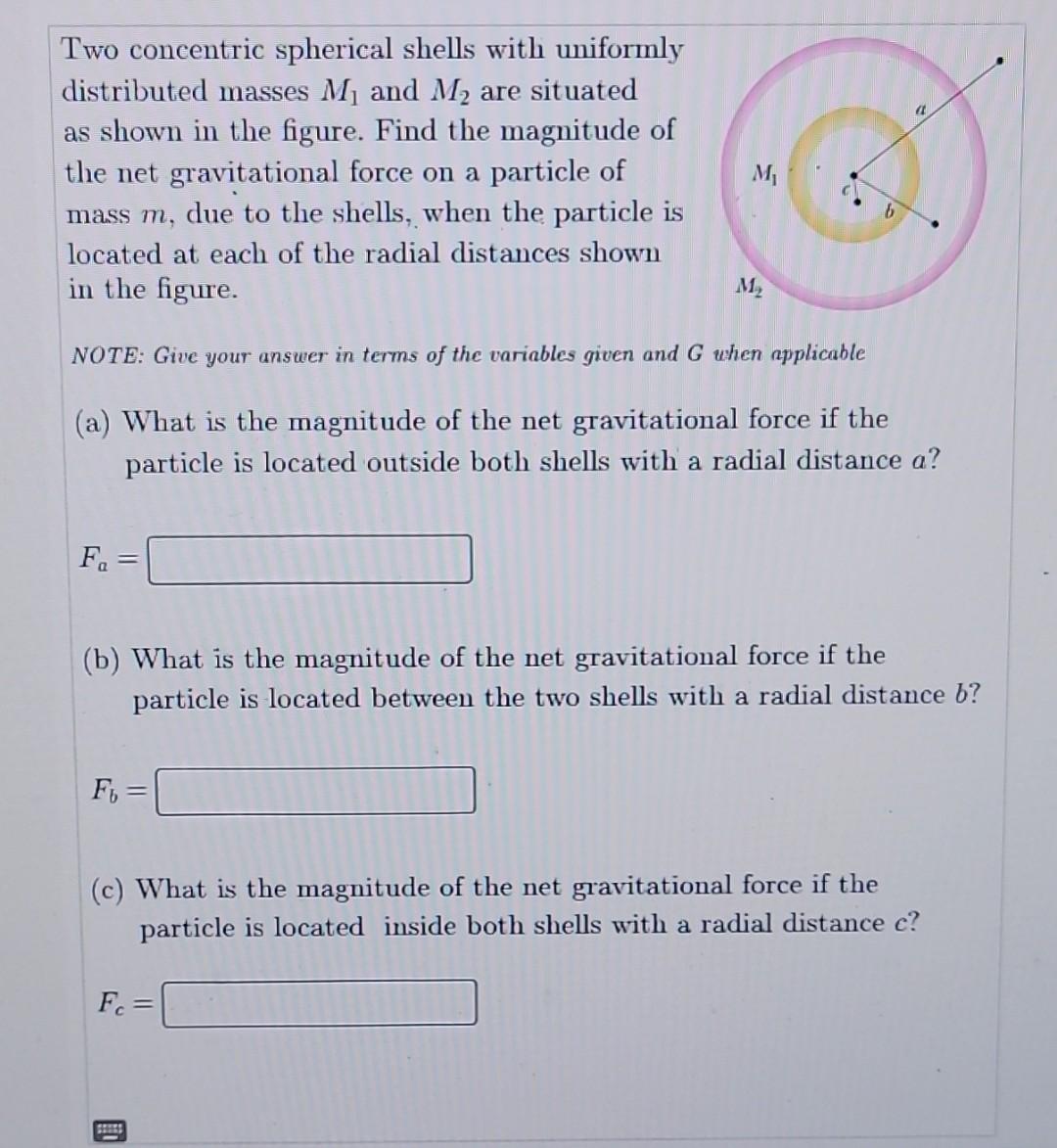 Solved Two concentric spherical shells with uniformly | Chegg.com