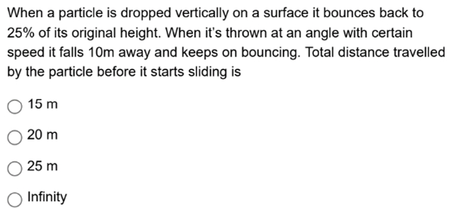 Solved When a particle is dropped vertically on a surface it | Chegg.com