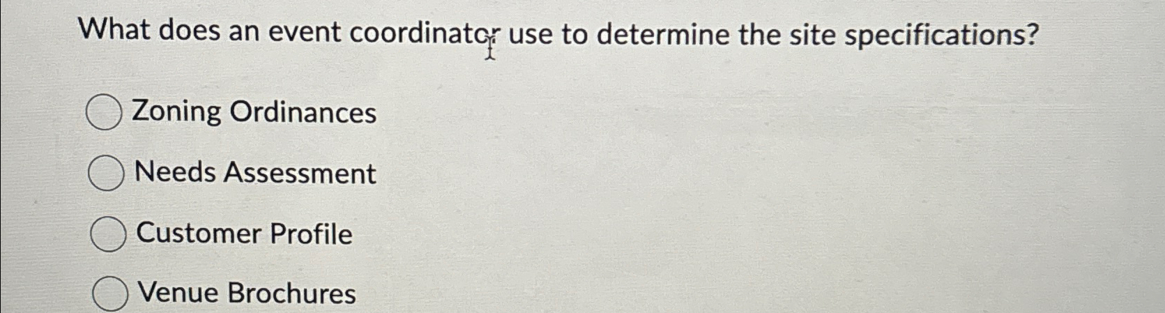 Solved What does an event coordinator use to determine the | Chegg.com