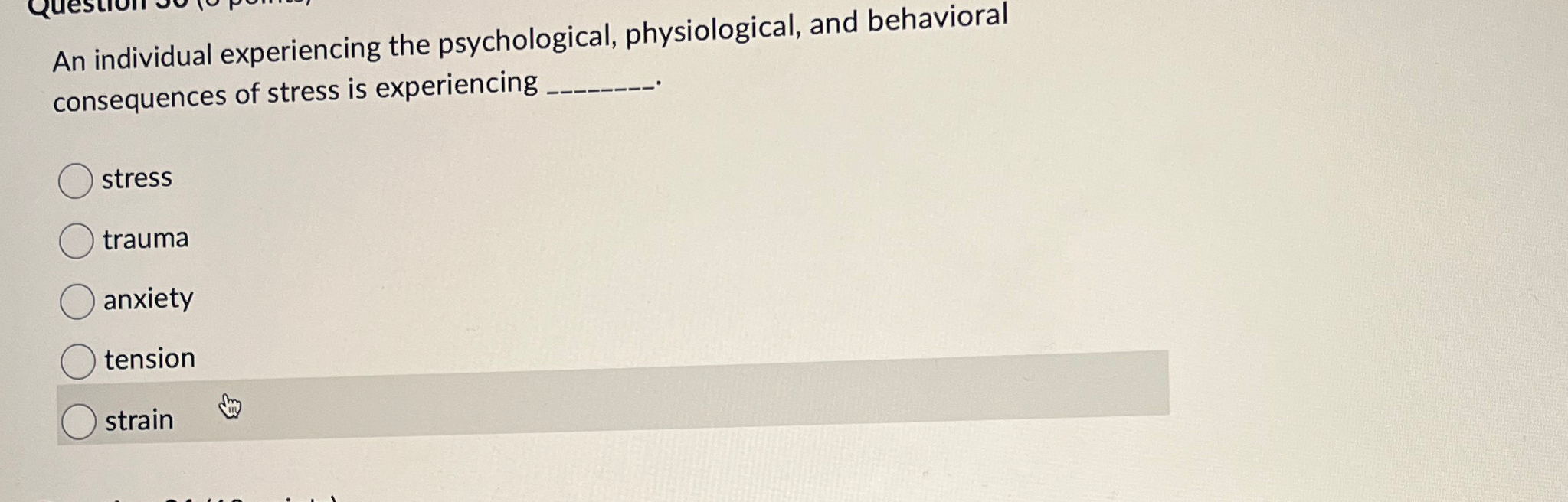 Solved An individual experiencing the psychological, | Chegg.com