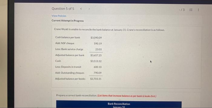 Solved View Policies Current Attempt in Progress Crane Wyatt | Chegg.com