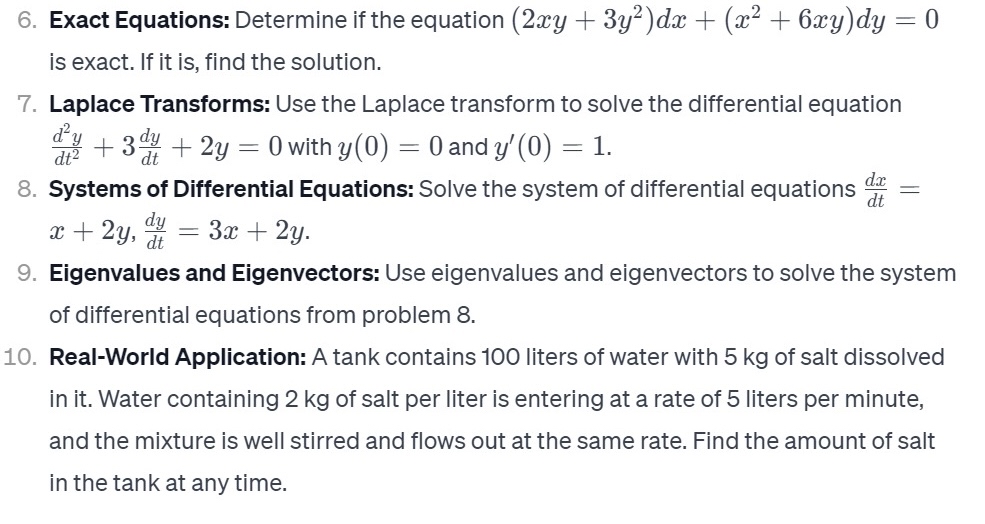Solved Exact Equations: Determine if the equation | Chegg.com