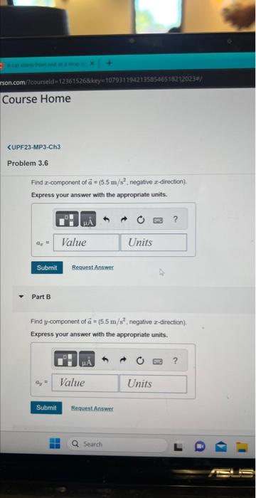 Solved Find x-component of a=(55 m/s2, negatve x-direction ) | Chegg.com