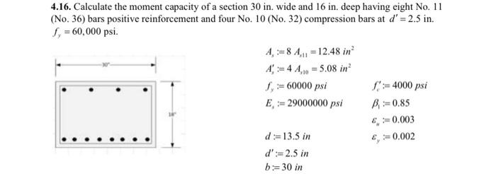 Solved 4.16. Calculate the moment capacity of a section | Chegg.com