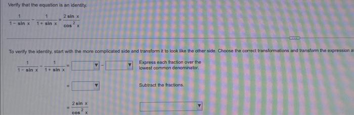 Solved Verify that the equation is an identity. | Chegg.com