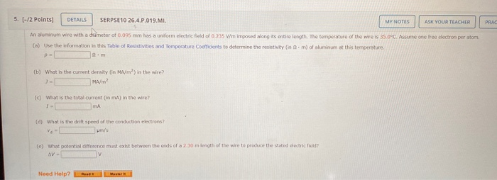 Solved 5. (-/2 points) DETAILS SERPSE10 26.4.P 019.MI. MY | Chegg.com