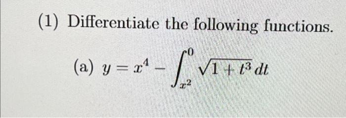 Solved (1) Differentiate the following functions. - VIPd | Chegg.com Solved (1) Differentiate the following functions. - VIPd | Chegg.com