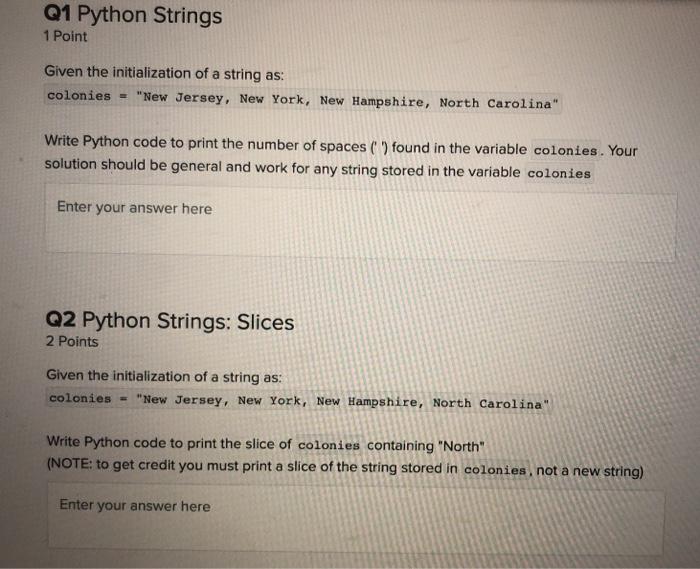 Solved Q1 Python Strings 1 Point Given The Initialization Of