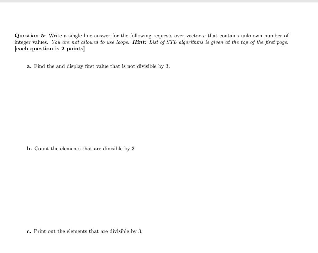 Solved Question 5: Write a single line answer for the | Chegg.com