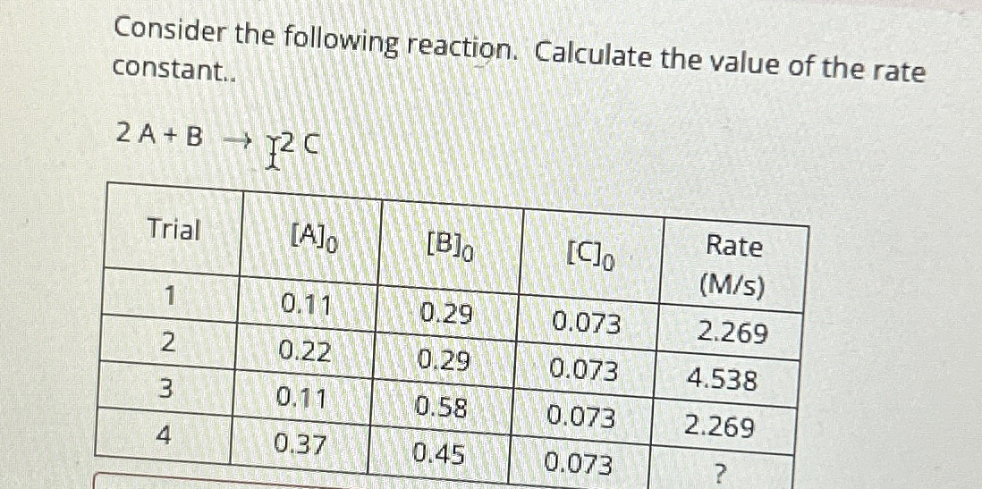 Solved Consider the following reaction. Calculate the value | Chegg.com