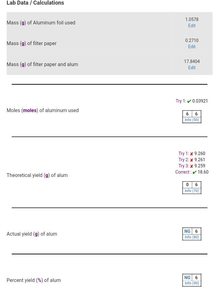Solved Lab Data / Calculations \begin{tabular}{lc} Mass (g) | Chegg.com